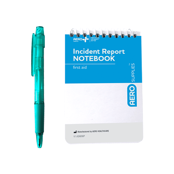 AEROSUPPLIES First Aid Notebook with Pen | Aero Healthcare